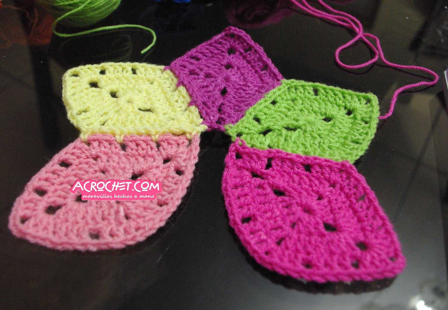 Unión de 6 rombos en forma de estrella – Blog Acrochet