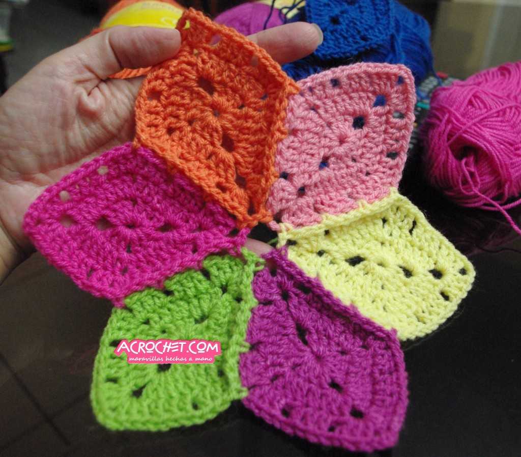 Unión de 6 rombos en forma de estrella – Blog Acrochet